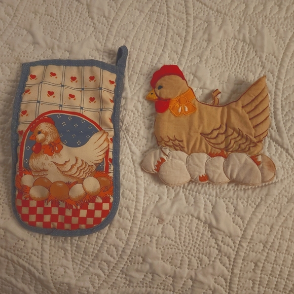 Vintage | Kitchen | Vintage Roosting Hen Pot Holder Set | Poshmark
